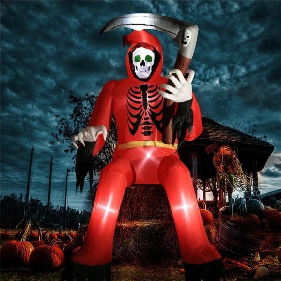 Holiday | 89ft Halloween Inflatables Grim Reaper Wields A Scythe ...